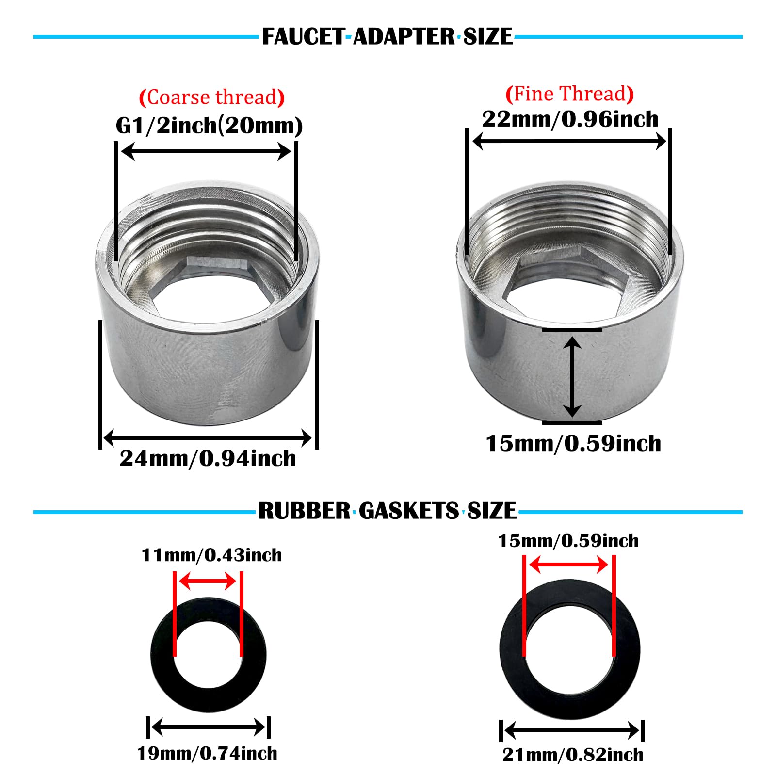 Snapklik.com : G1/2inch Female To 22mm Female Faucet Adapter,Brass ...
