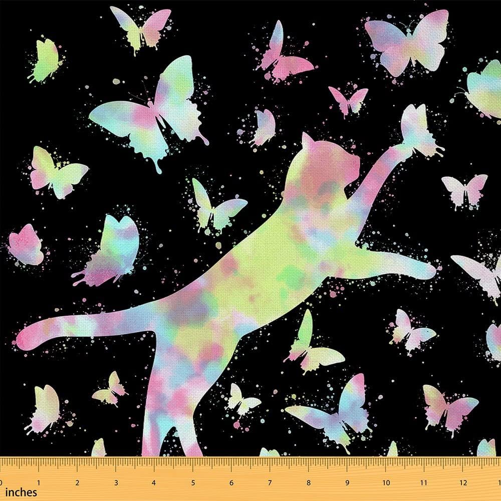 Amazon.com: Little Cat Fabric by The Yard, Butterfly Decorative Fabric ...