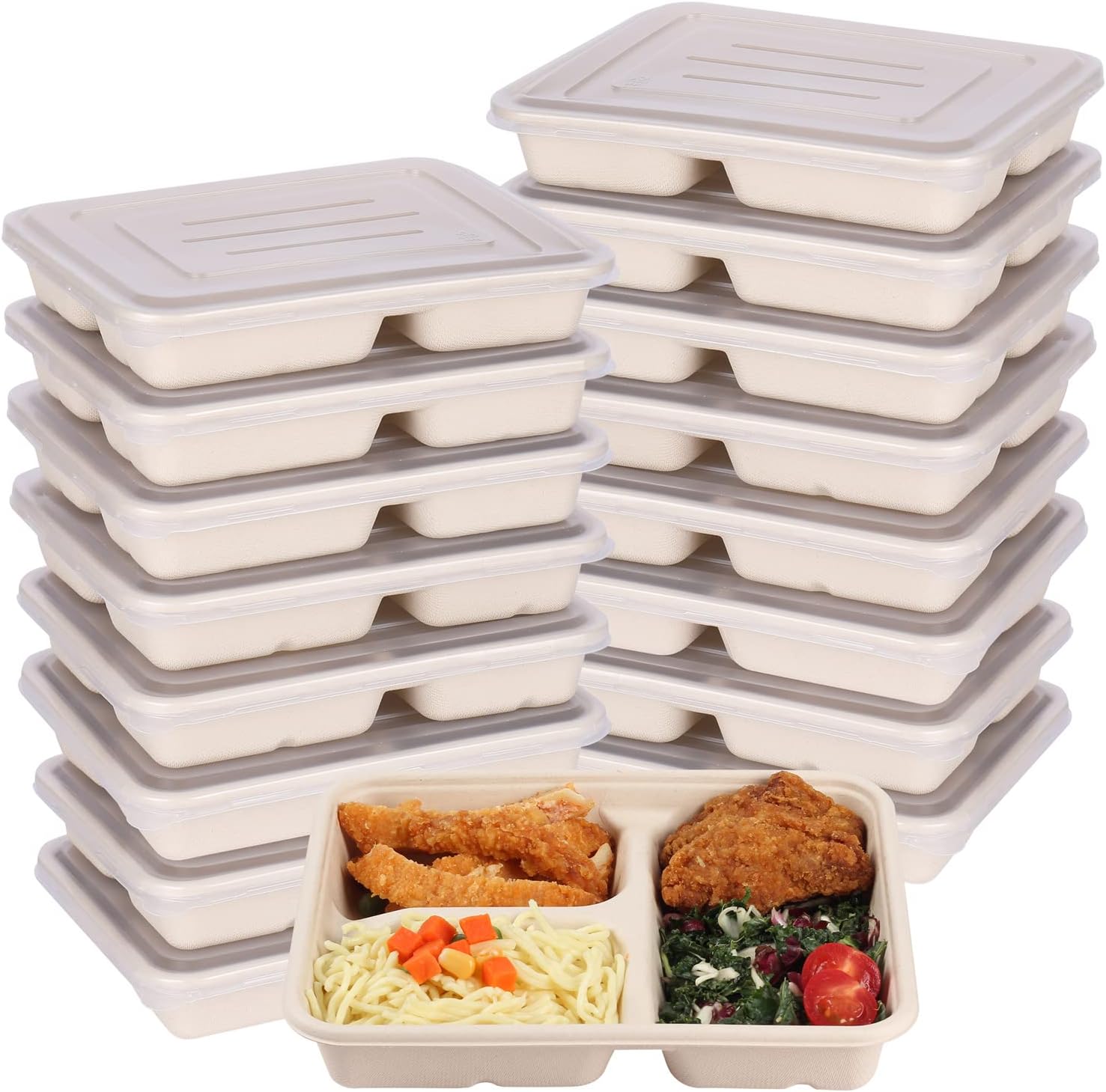 Amazon.com: 25 Pack 900mL Biodegradable Disposable Bento Style 3 ...
