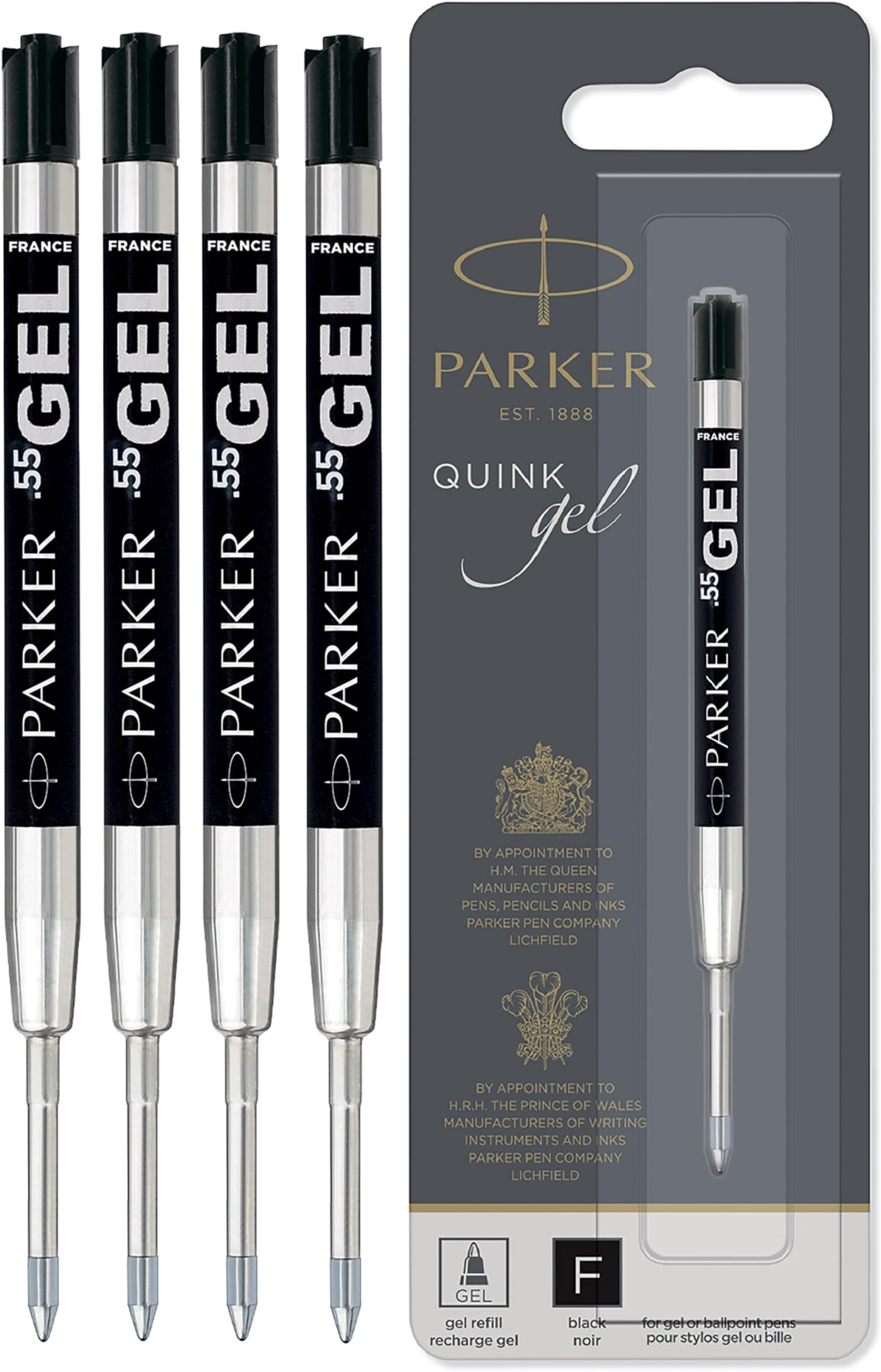 Parker Gel Pen Refills | Medium Tip (0.7mm) | Black QUINK Ink | 2 Count : Amazon.co.uk ...