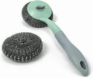 Amazon.com: Cook Pro Steel Wool Brush w/ Long Handle, Teal & Gray ...