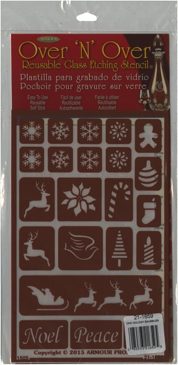 Amazon.com: 3 Armour Etch Over N Over Reusable Glass Etching Stencils ...