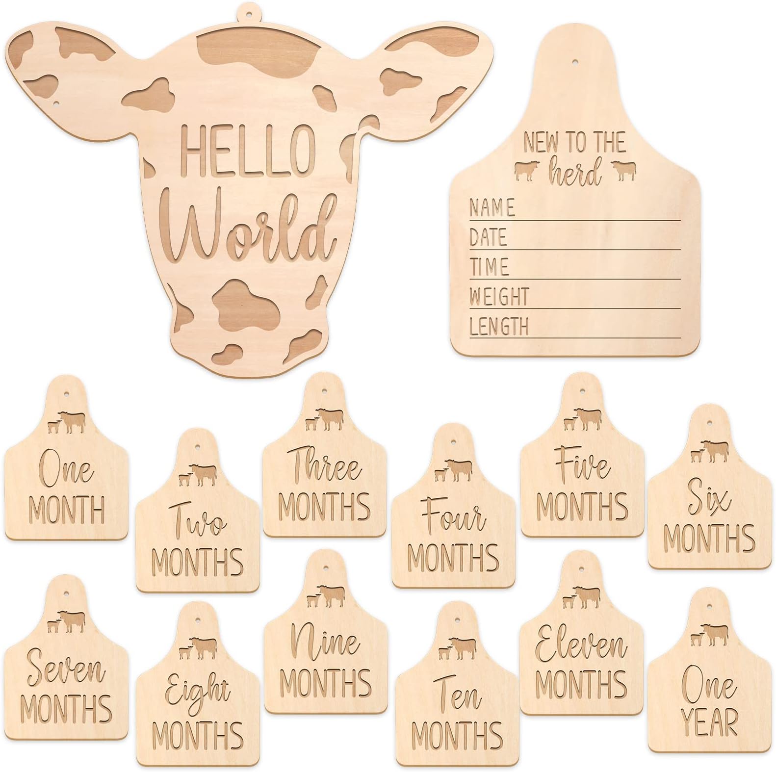 Amazon.com: Huray Rayho Cow Baby Monthly Cards Rustic Wooden Herd ...