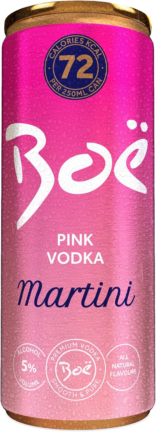 Boë Pink Vodka Can - Flavoured Vodka Mix - 12 x 250ml - 5% Alc Vol ...