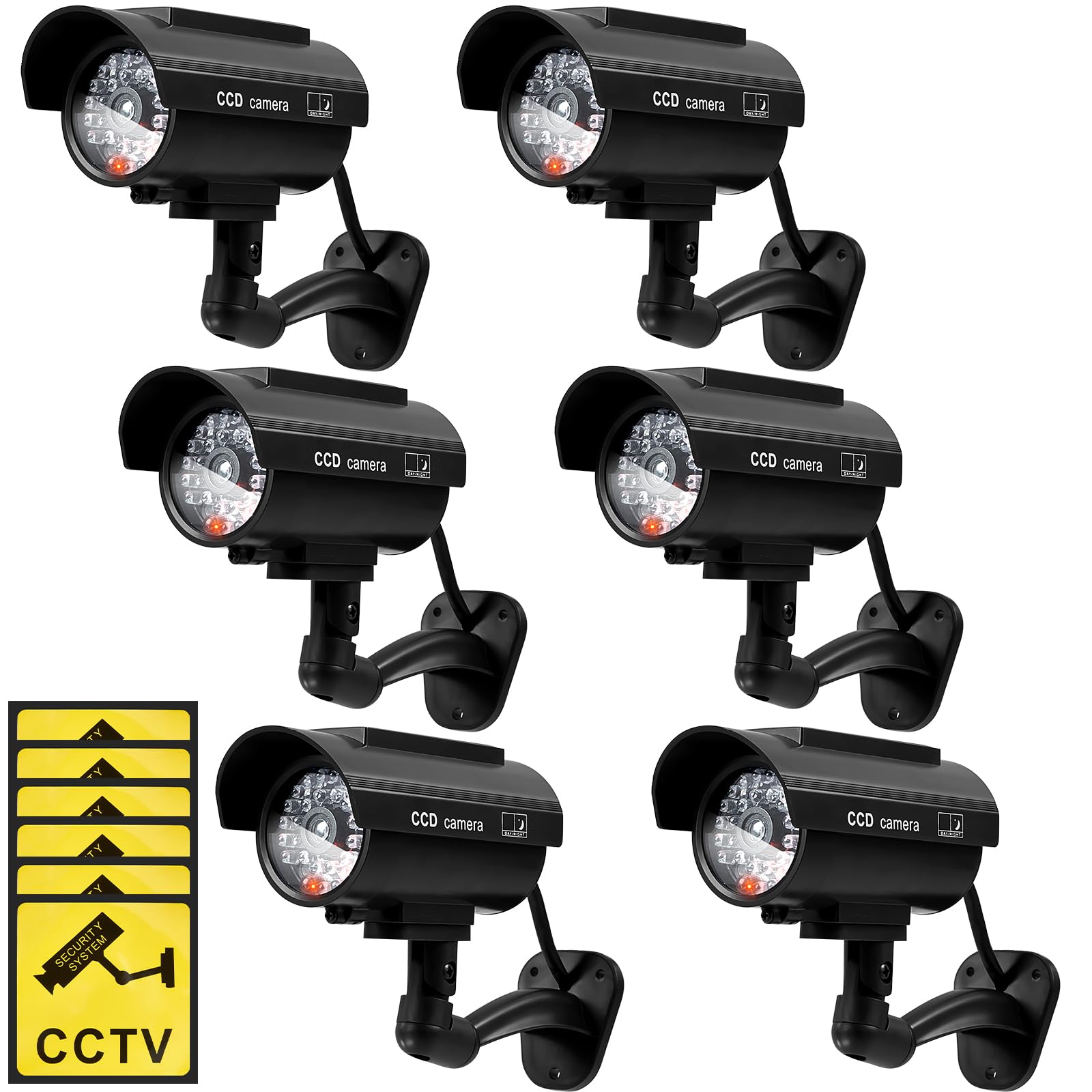 Amazon.com : Kanayu 6 Pieces Solar Powered Fake Security Camera Dummy ...