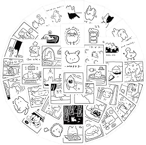 Amazon.com: 40pcs Cute Cartoon Stickers Aesthetic Black White Stickers ...