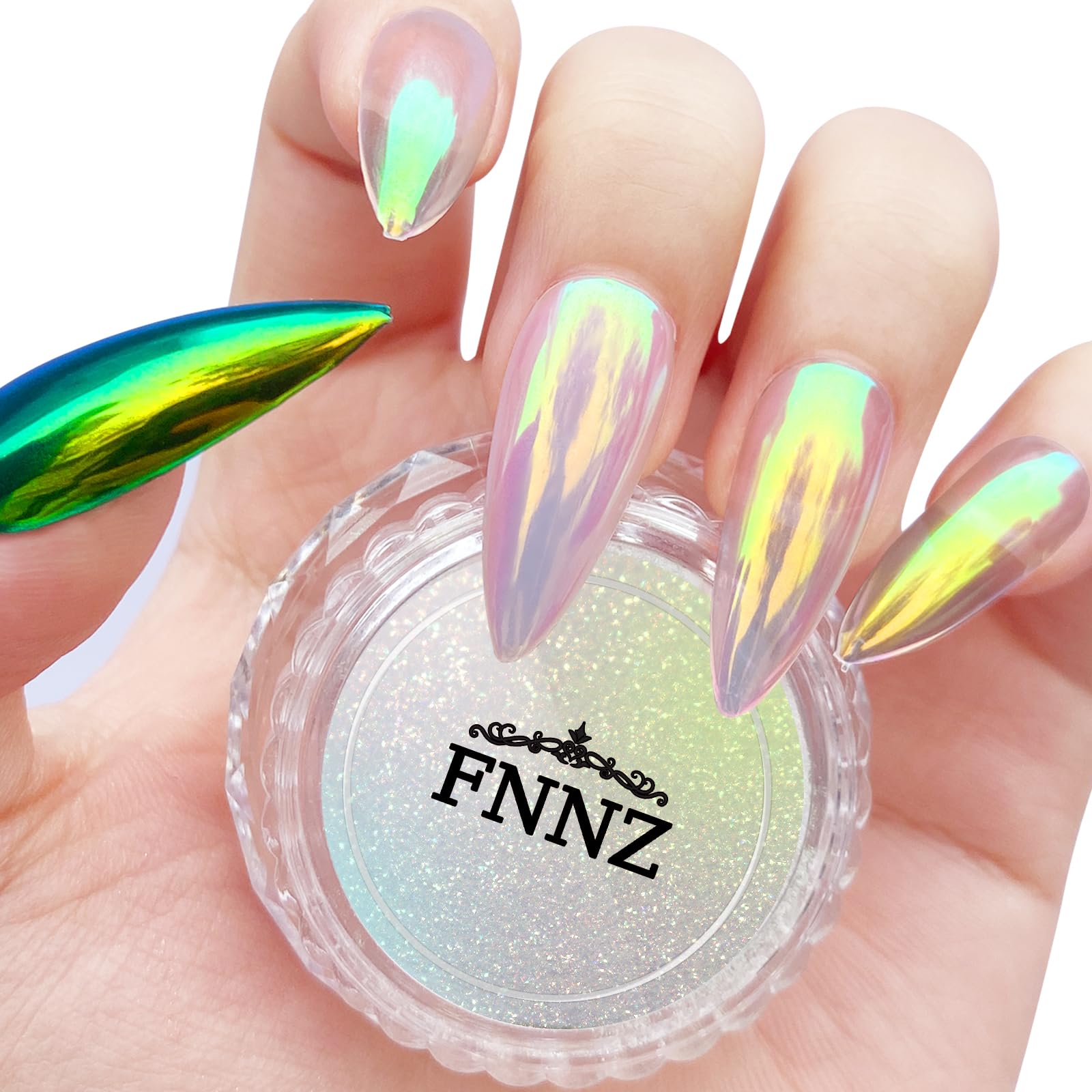 Amazon.com: FNNZ Unicorn Chrome Nail Powder, Aurora Unichrome Mermaid ...