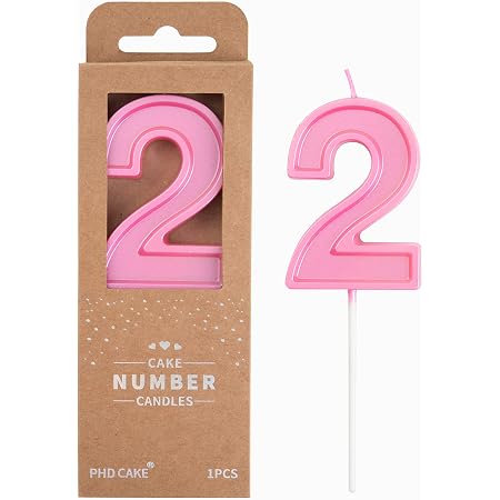 Amazon.com: 2nd Birthday Candle Two Years Pink Happy Birthday Number 2 ...