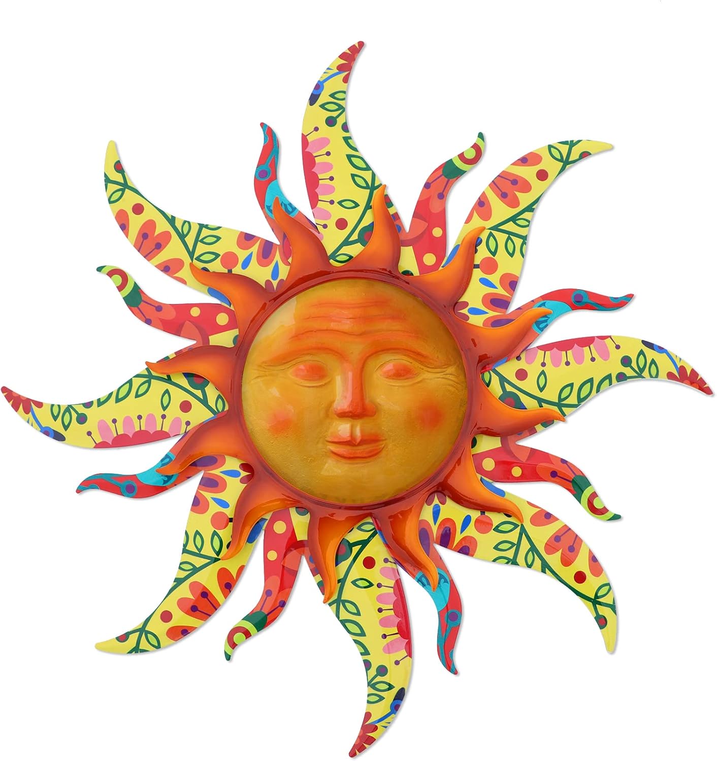 Amazon.com: VinSees 19 Inch Metal Sun Wall Art Decor, Double-layer 3D ...