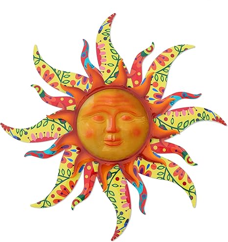 Amazon.com: VinSees 19 Inch Metal Sun Wall Art Decor, Double-layer 3D ...