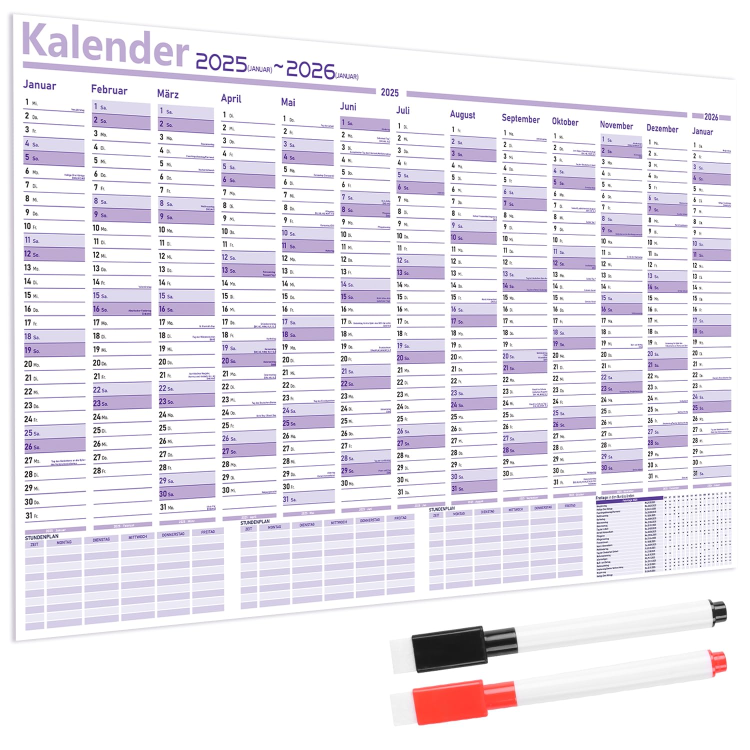SULOLI XXL Kalender 2025 Wandkalender Jahreskalender groß ...