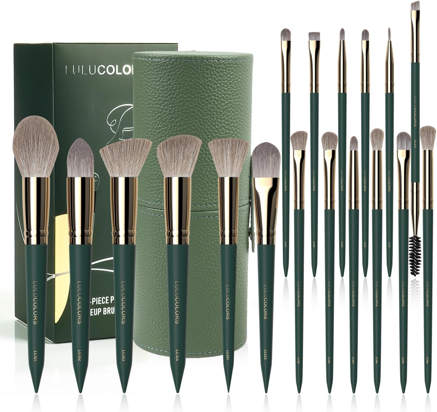 Amazon.com: Makeup brushes with Beauty Blender 18 Pcs Green Makeup Kit ...