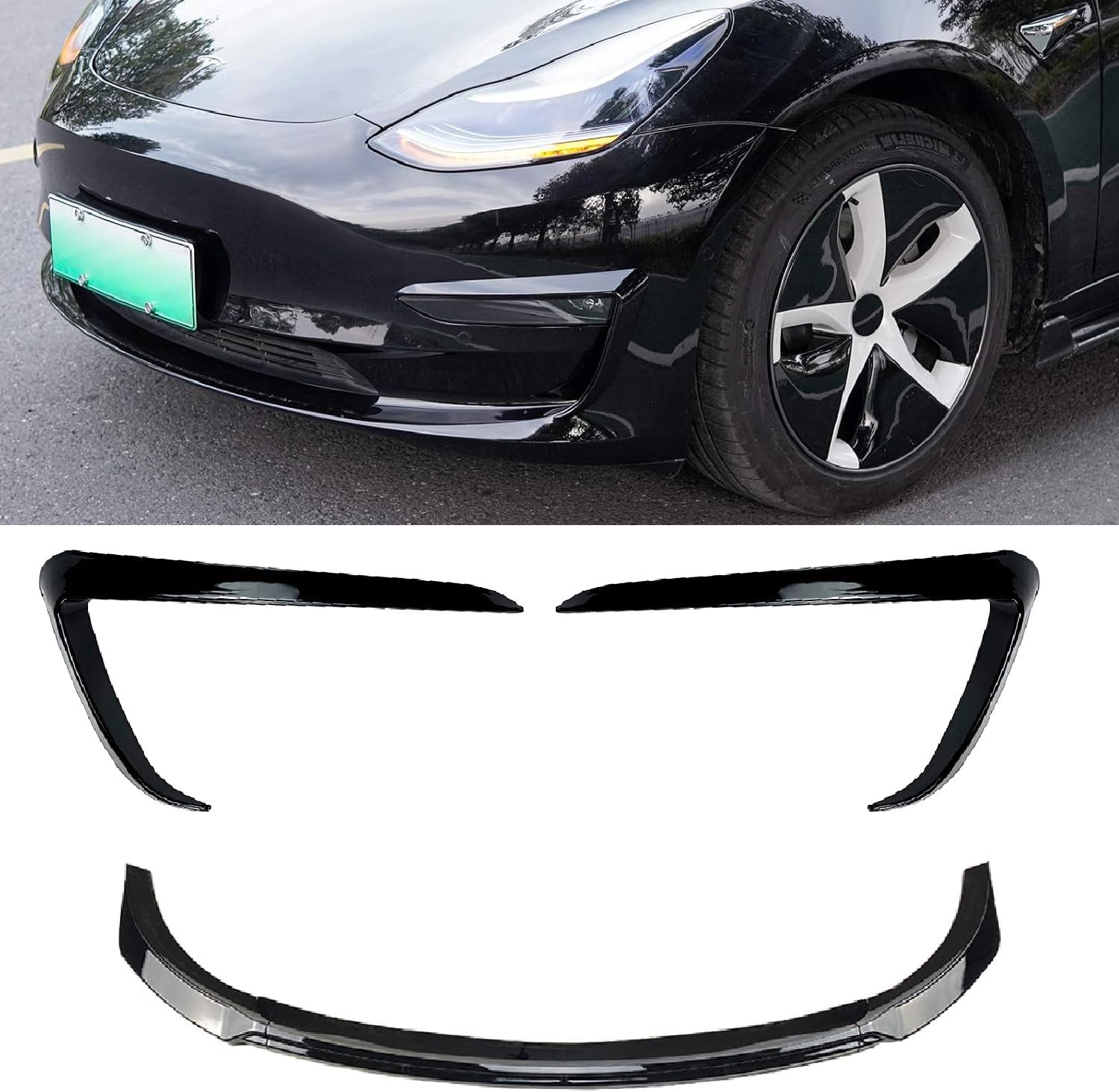 Amazon.com: GSRECY Gloss Black Front Bumper Protection Splitter Chin ...