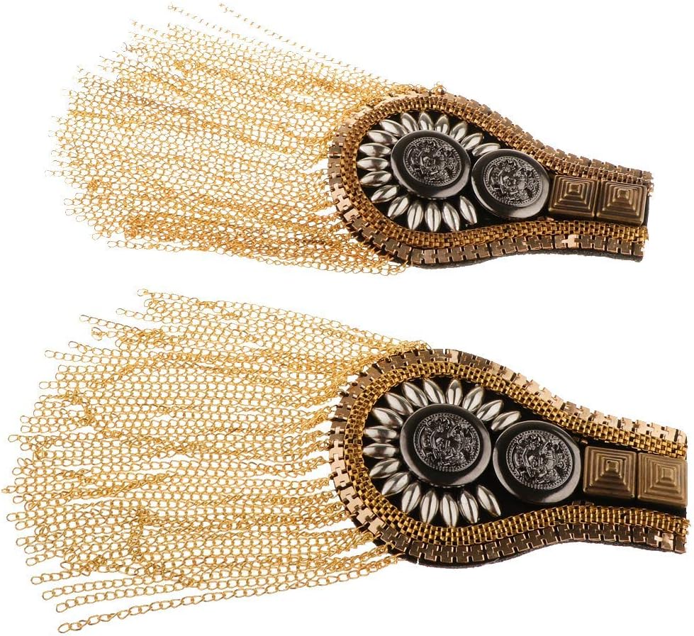 Amazon.com: 2pcs Unisex Tassel Chain Epaulet Punk Rivet Chain Tassel ...