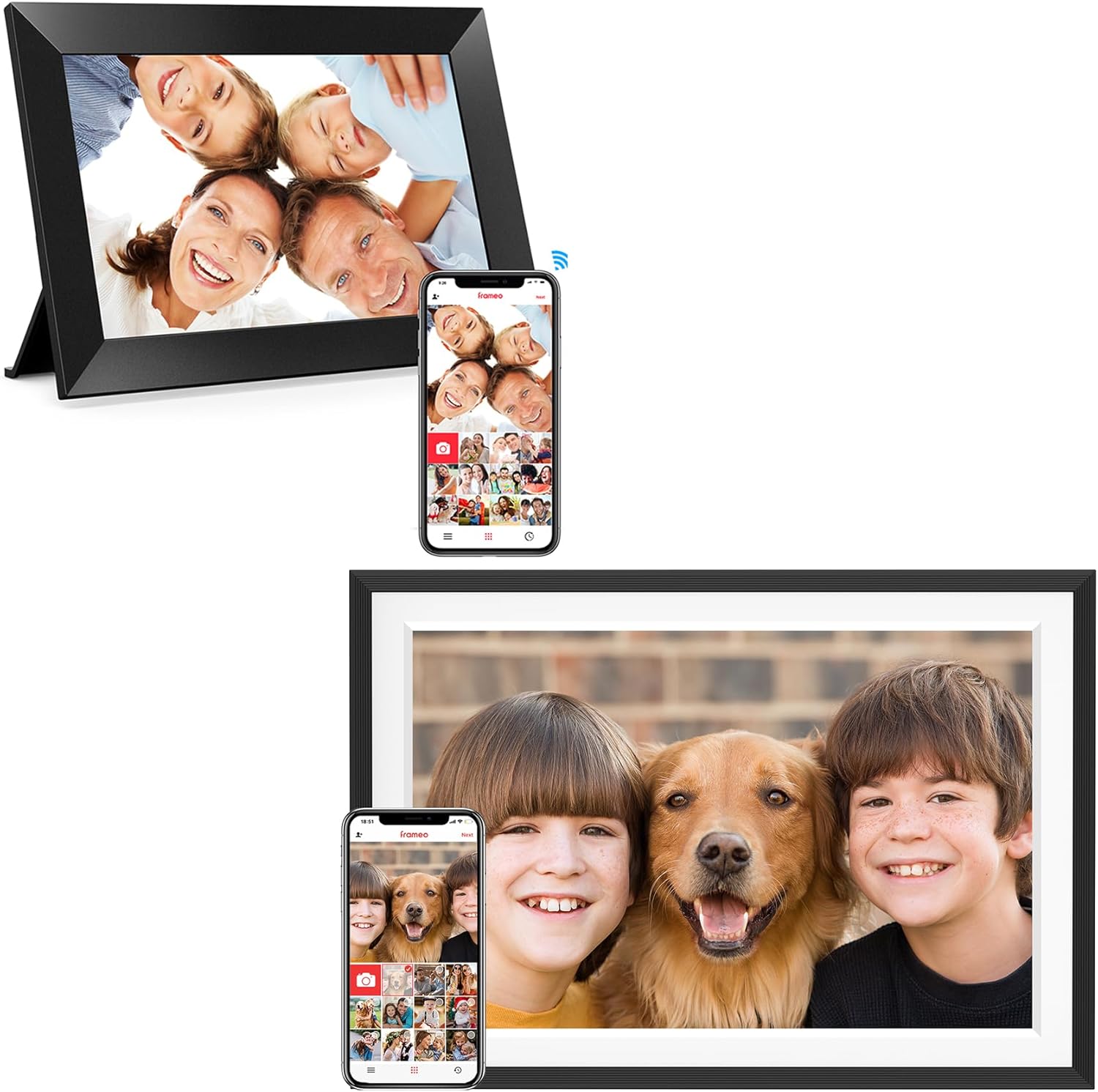 Amazon.com : 2 Pack-Frameo 10.1 Inch WiFi Digital Picture Frame with ...