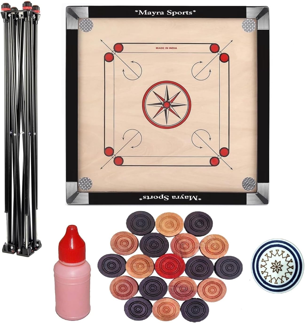 Buy mayra Adult Wooden Carrom Board With Adjustable Stand, (Medium Size ...