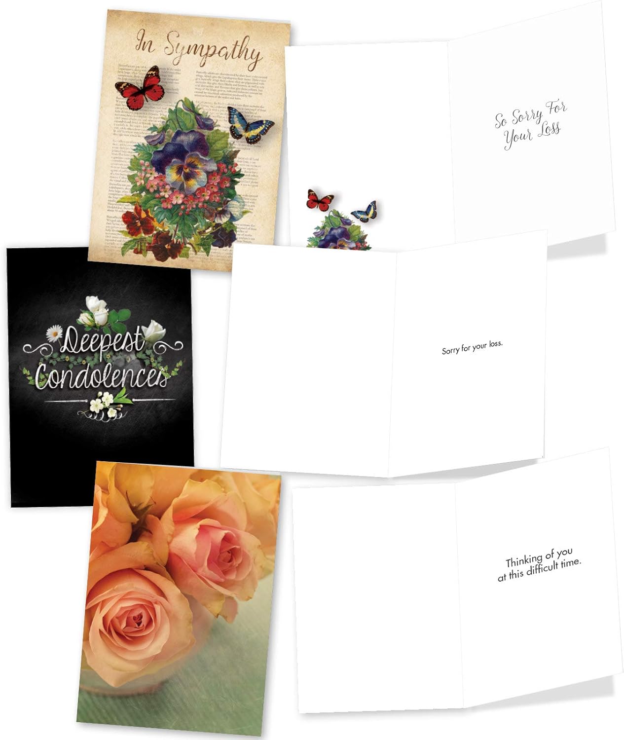 Deepest Sympathies – 10 Sympathy Note Cards with Envelopes (4.63 x 6.75 ...