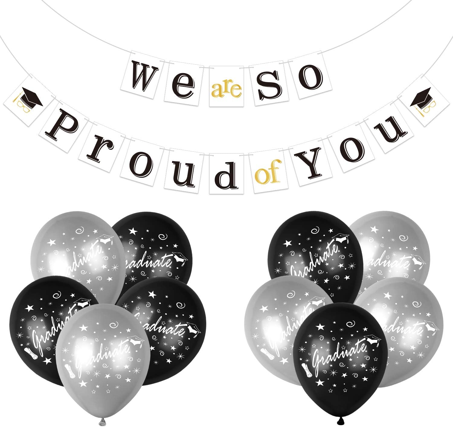 TUPARKA Graduation Banner We are So Proud of You Banner with 10 Pcs ...