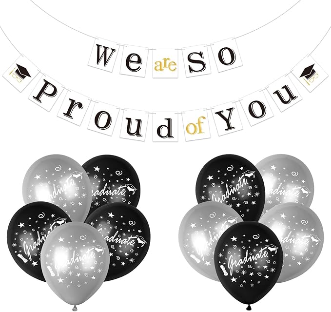 TUPARKA Graduation Banner We are So Proud of You Banner with 10 Pcs ...