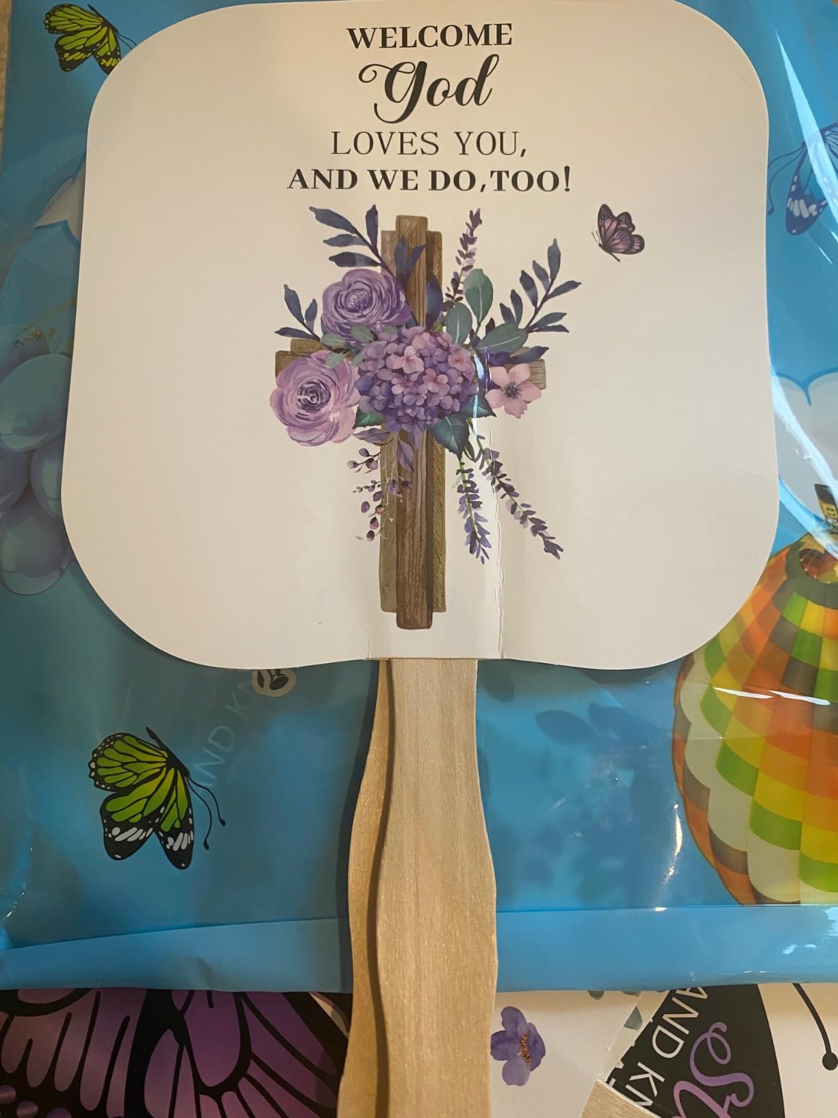 Amazon.com: WATINC Religious Butterfly Handheld Fan Bulk - 50Pcs Thick ...