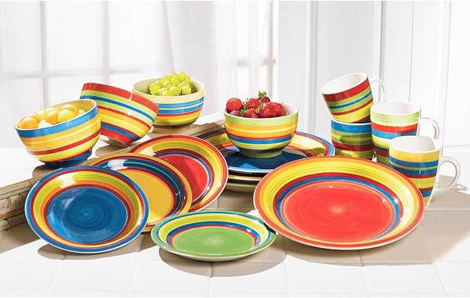 Amazon.com | BrylaneHome 16 Piece Santa Fe Dinnerware Set (Service for ...