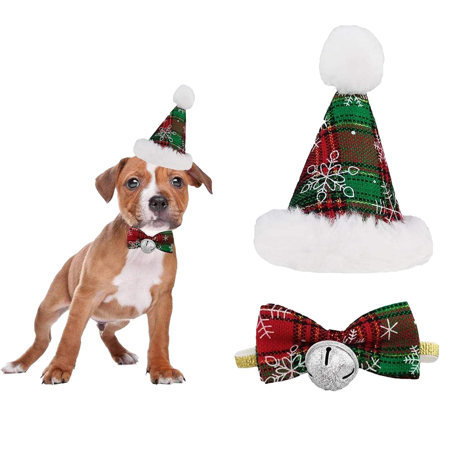 MASCARE Pet Santa Hat with Bow Tie/Bandana Scarf Set for Dog Cat ...