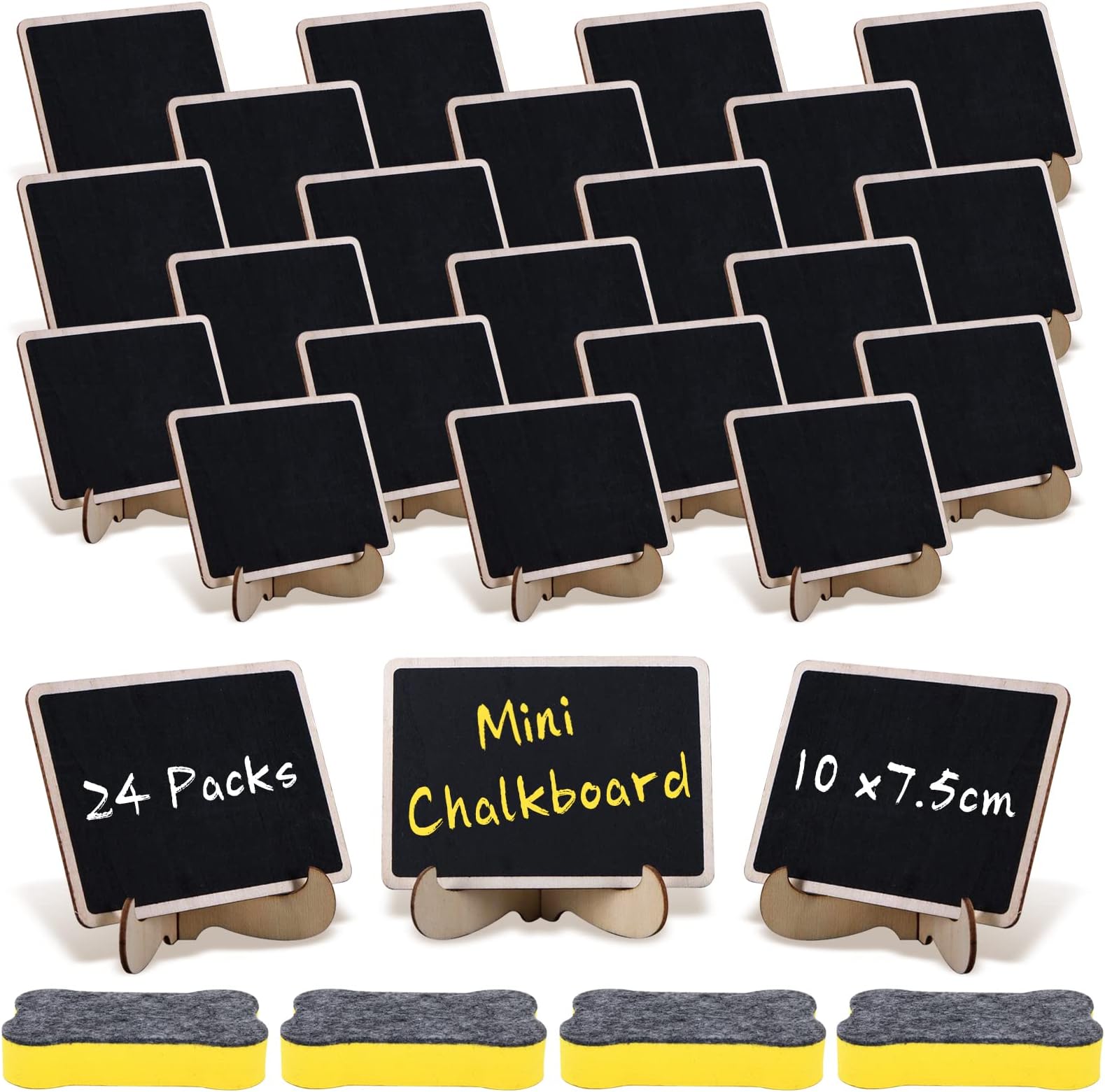 24 Stück Mini Tafel Set Kleine Holz Tafel Memotafel mit Ständer, Mini ...