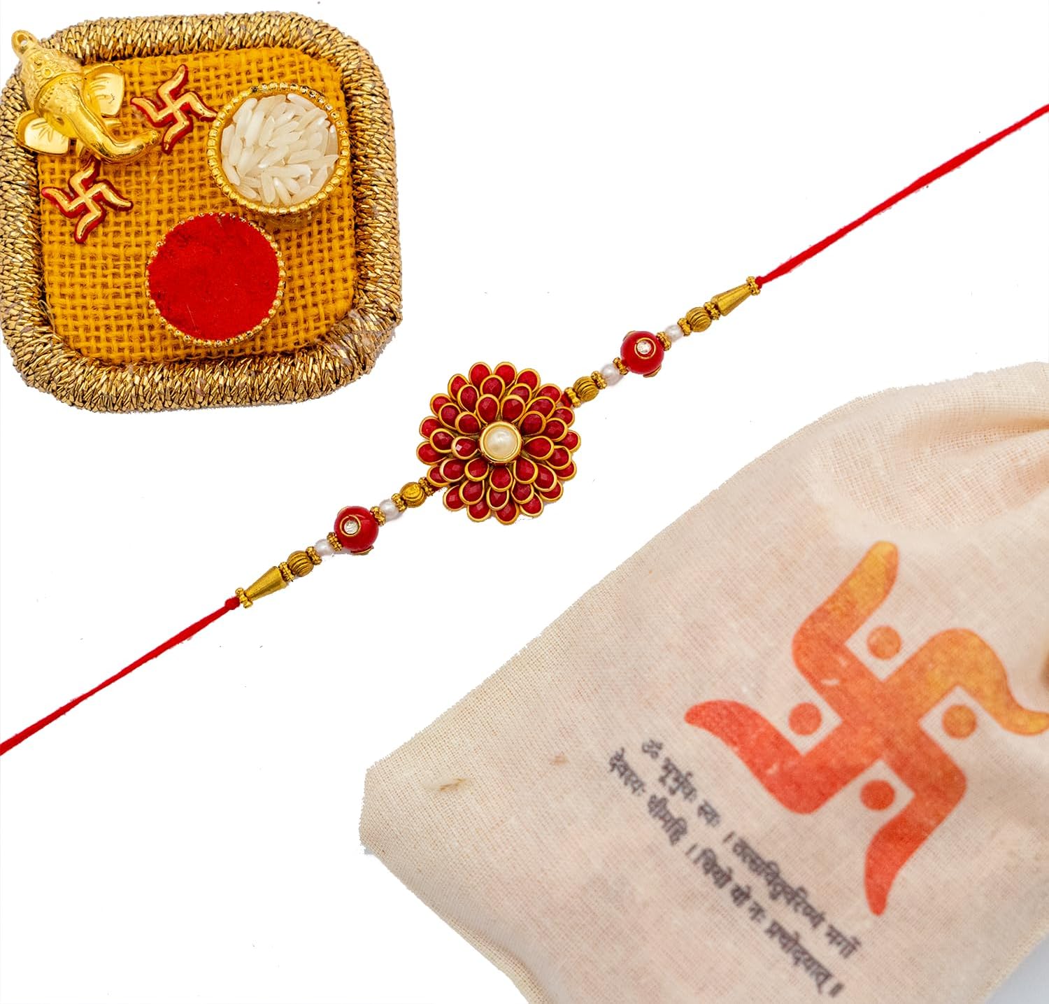 Amazon.com: Royals of Sawaigarh | Red Floral Rakhi | Rakhi for Brother ...