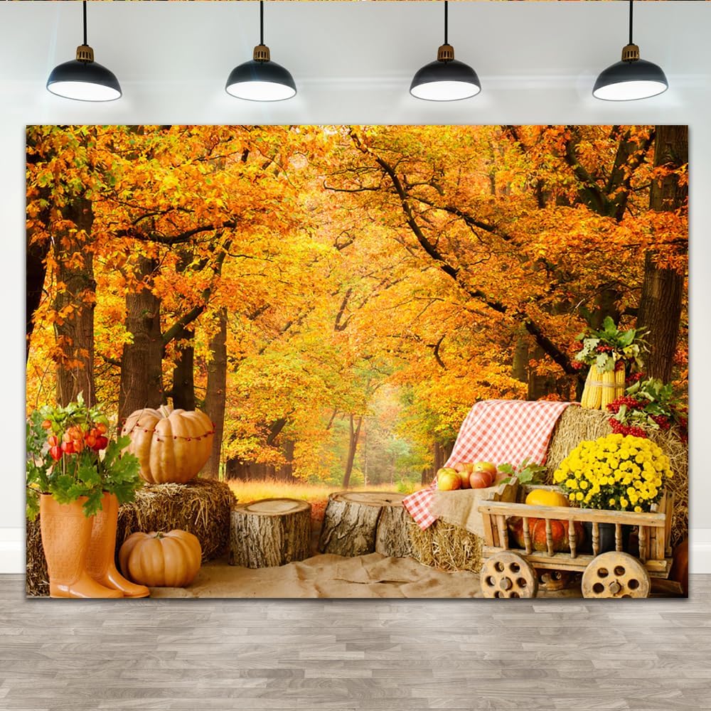 Amazon.com : Lofaris 7x5ft Fall Forest Backdrop Autumn Maple Forest ...