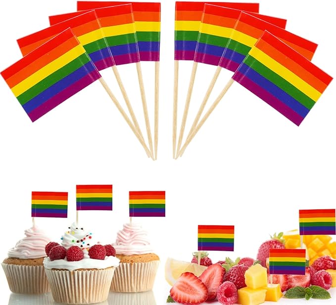 100 PCS Pride Day Toothpicks Flags, LGBT Rainbow Cake Topper Cupcake ...