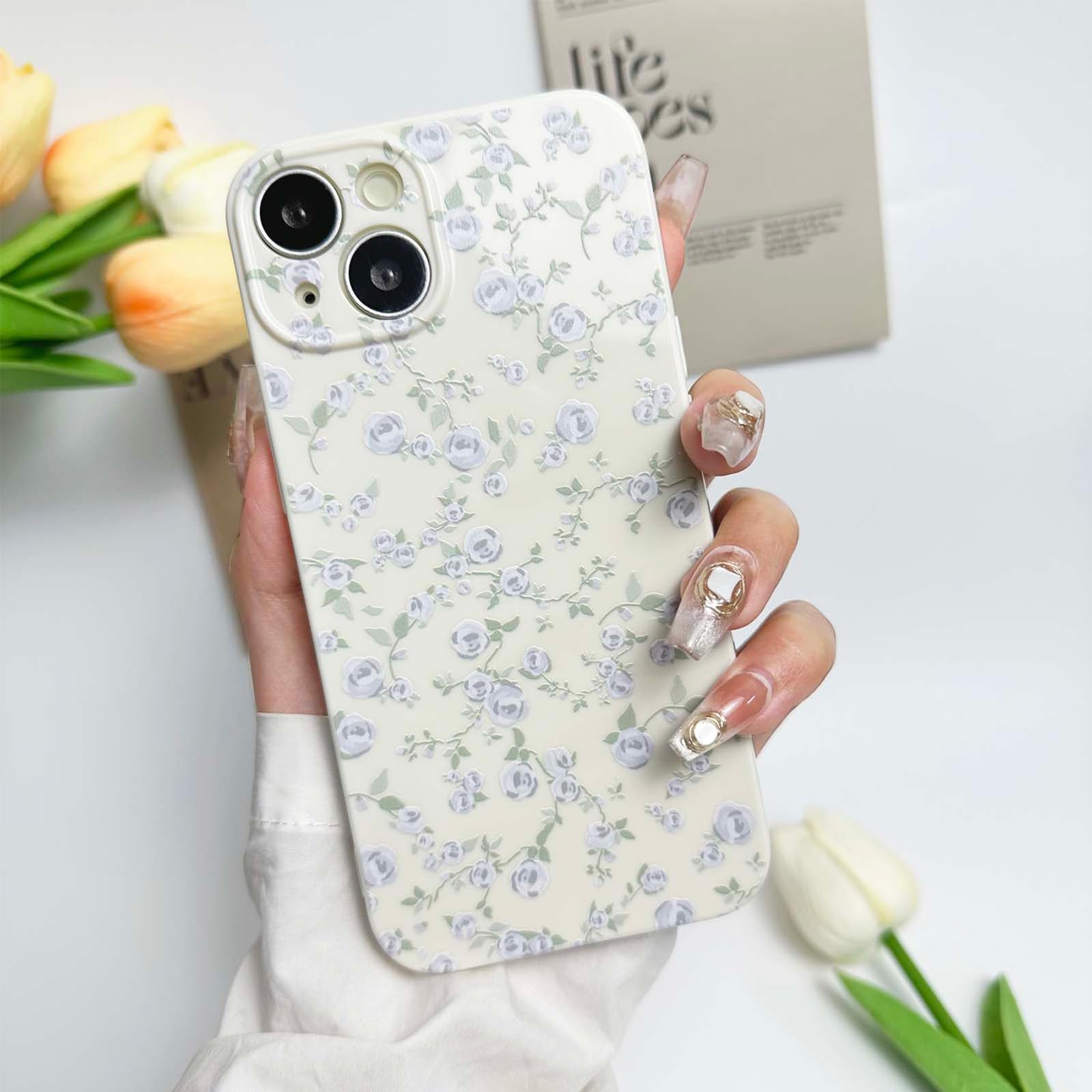 Amazon.com: DYFYFKDI Floral Case for iPhone 15 Cute Flower Rose Pattern ...