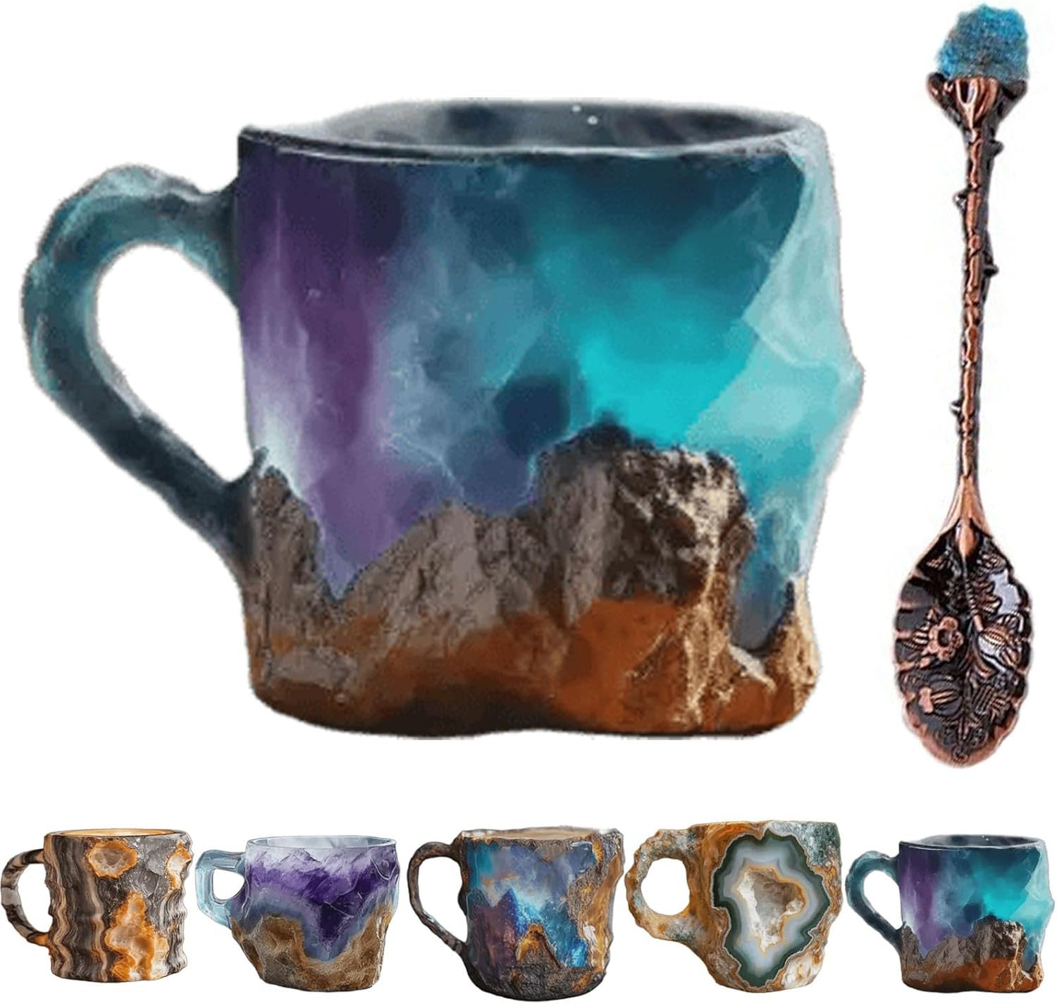 Amazon.com | LANNUO 2024 New Mineral Crystal Coffee Cup, Natural ...