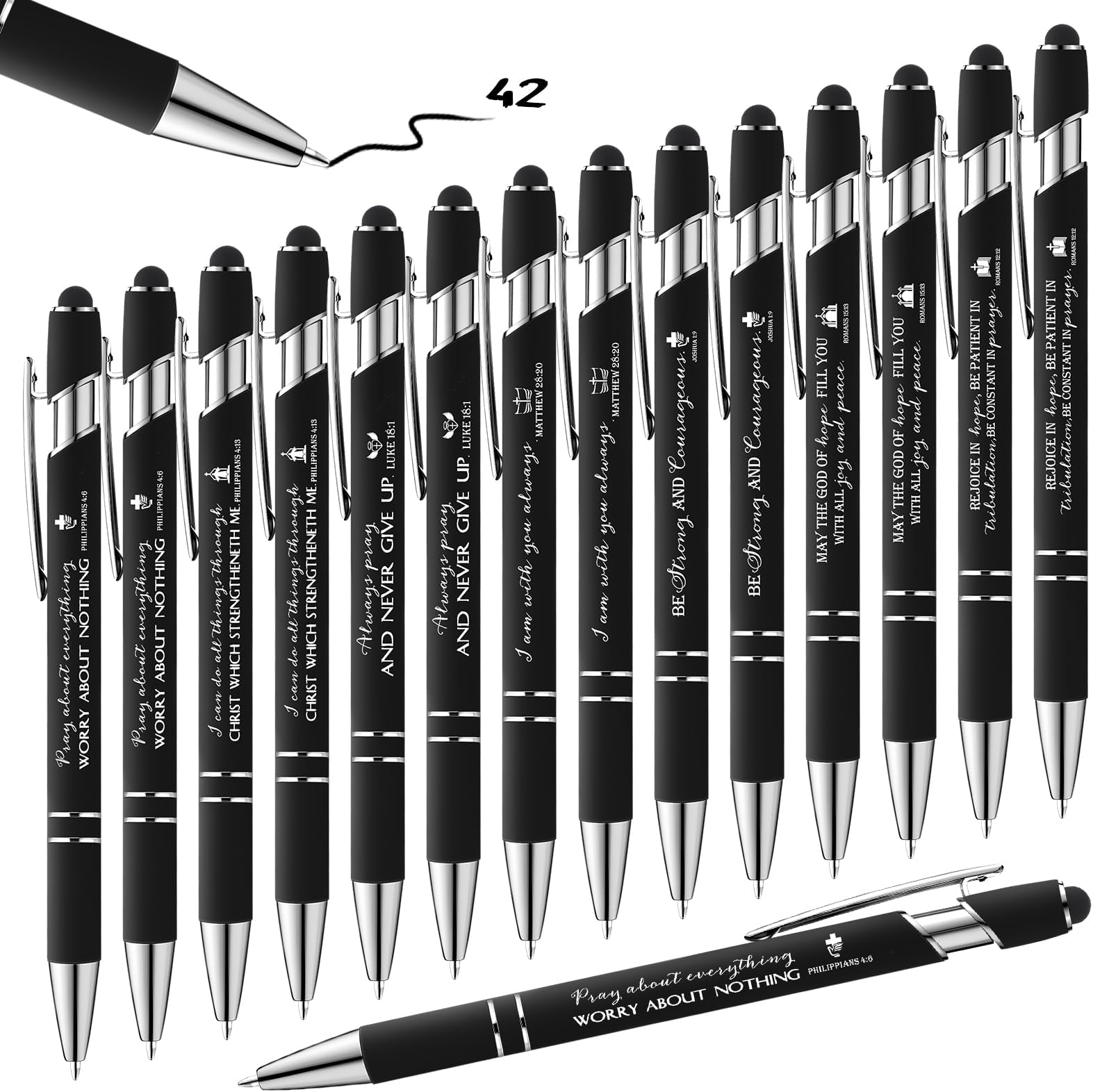 Amazon.com : Fumete 42 Pcs Bible Verse Ballpoint Pens Christian Stylus ...