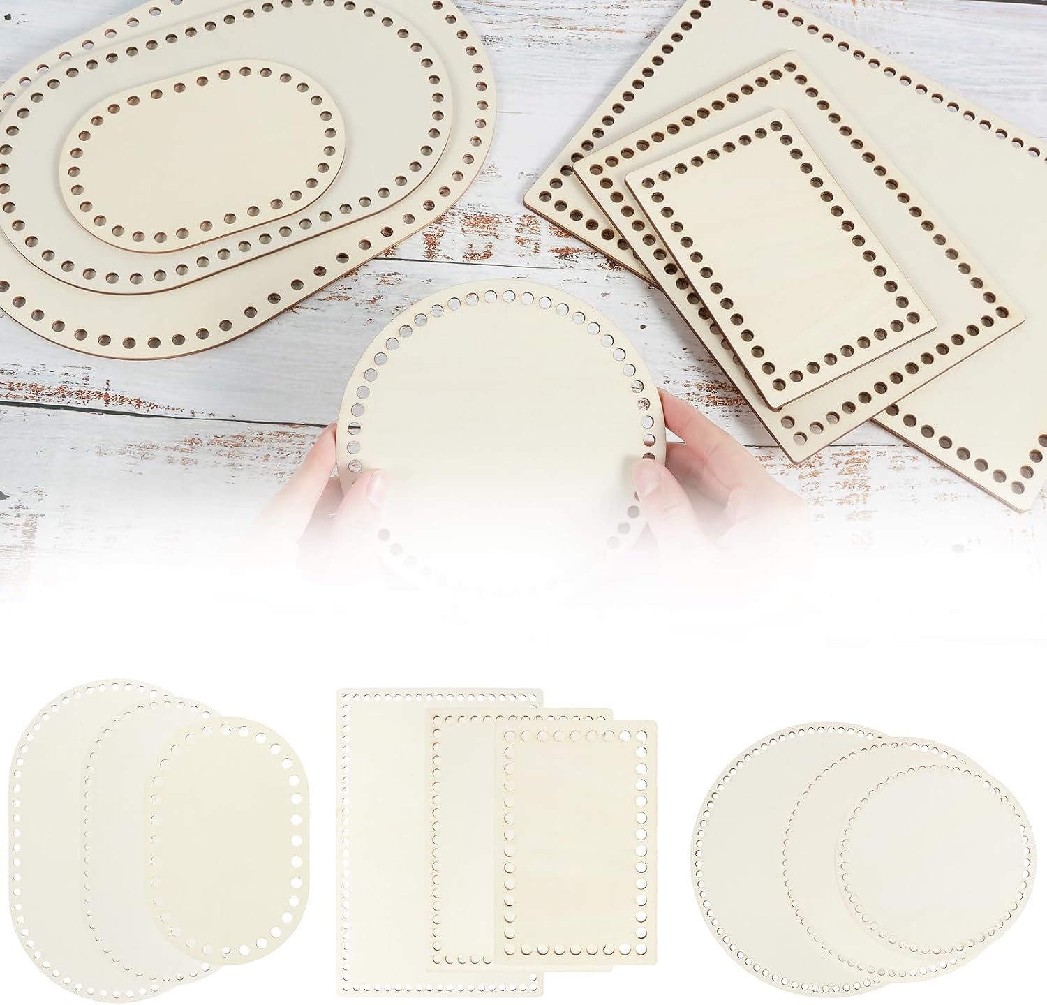 Amazon.com: ZLHETWT 9Pcs Wooden Basket Bottom Set Natural Wood Basket ...