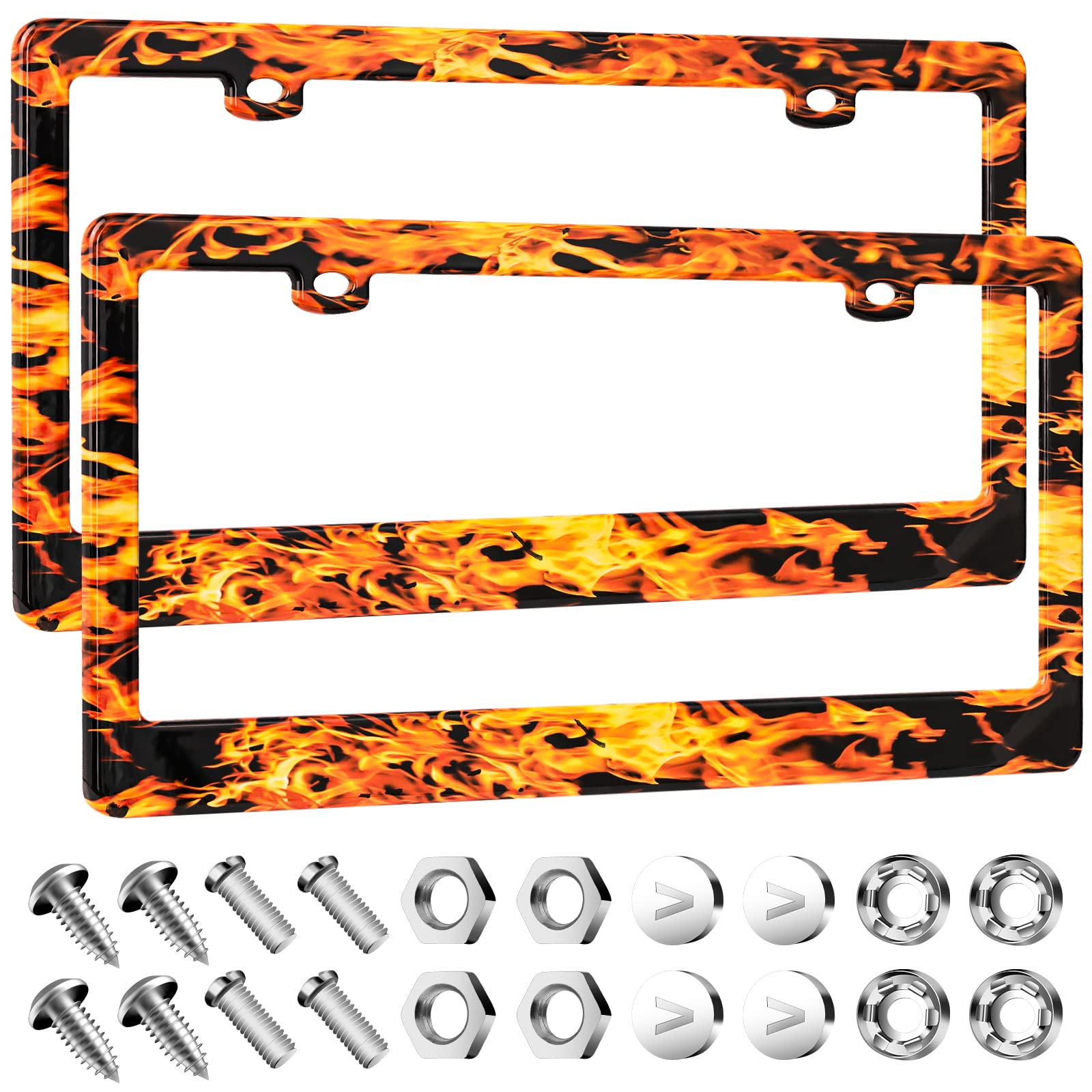 Valor 2Pack Flame Car License Plate Frames, Water Transfer Pattern ...