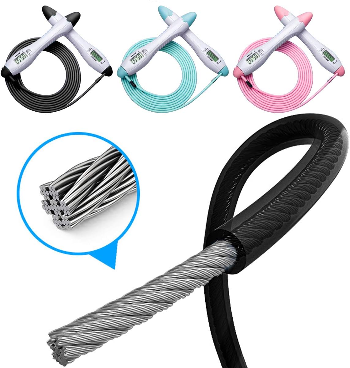 Dibiao Jump Rope Digital Counting Jumping Rope Adjustable Skipping Rope ...