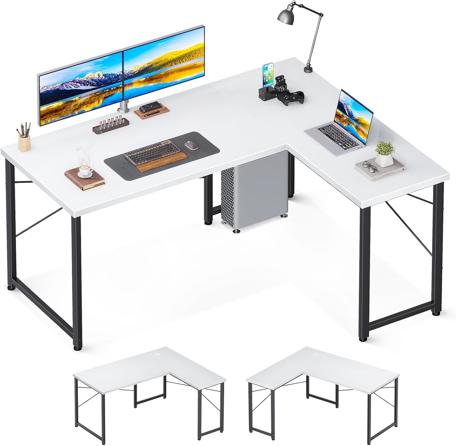 ODK moderner Computertisch in Weiß - Reversibel L-förmige ...