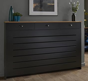 DuraTherm® Radiator Cover Black Painted MDF Cabinet Horizontal Slat ...