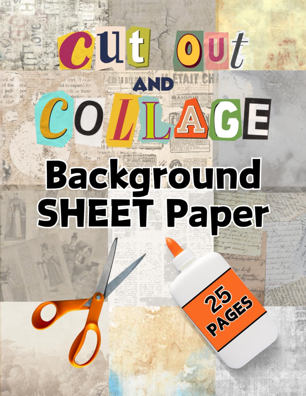 Cutout And Collage Background Sheets Paper: 25 Single Sided Pages For ...