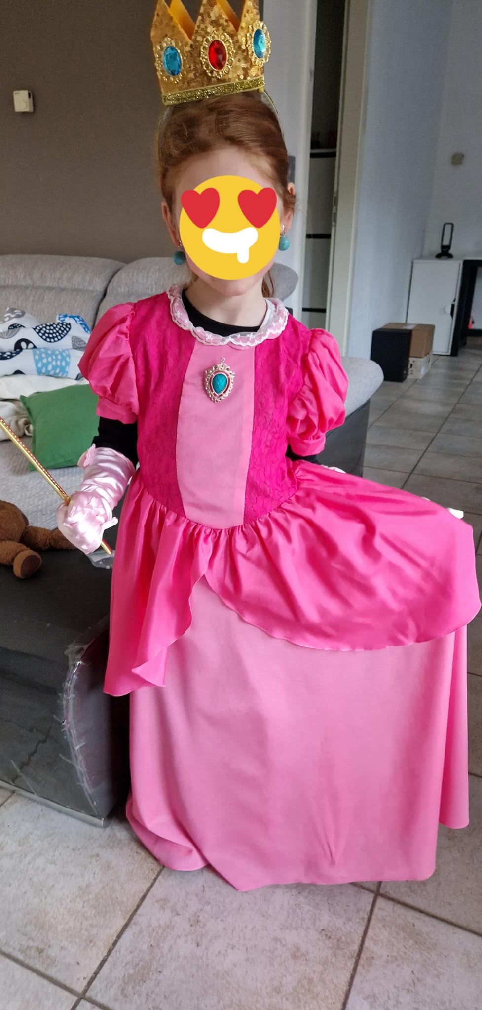 Coseaon Peach Princesse Déguisement pour Enfant Filles Peach Cosplay ...