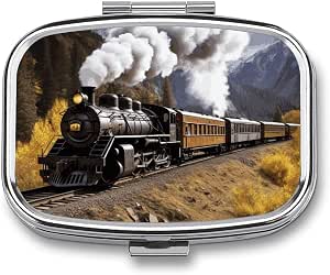 Amazon.com: Steam Locomotive Train Pill Box 2-Compartment Portable Pill ...