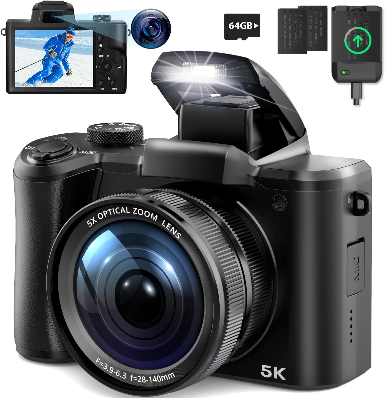 Amazon.com : 5K Digital Camera WiFi Autofocus Vlogging Camera for ...