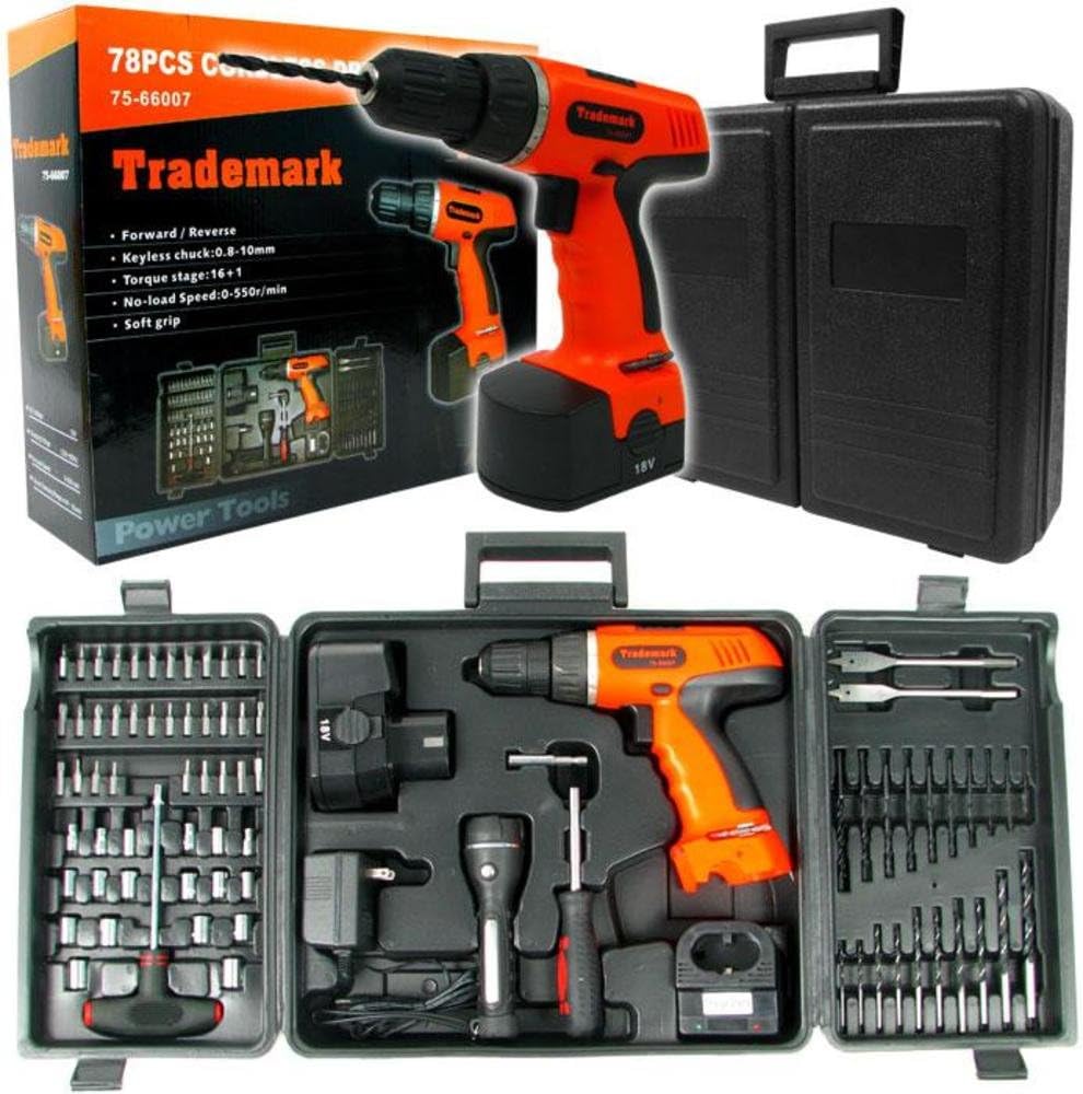 Amazon.com: 18V Cordless Drill Set - 78-Piece Tool Set with Drill Bits ...