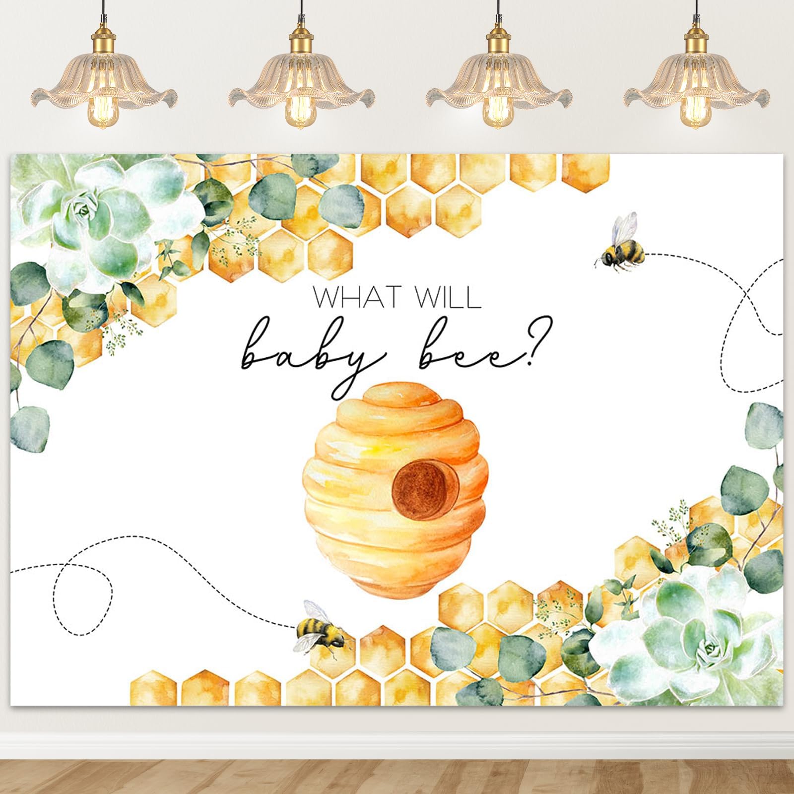 Amazon.com : Renaiss 7x5ft Rustic Bee Themed Backdrop Wooden Wall Floor ...