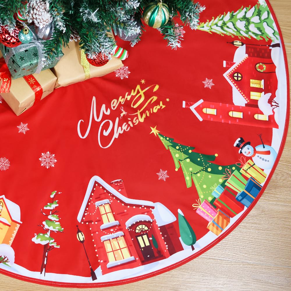 Amazon.com: Multiwins 48 Inch Christmas Tree Skirt, Soft Christmas Tree ...