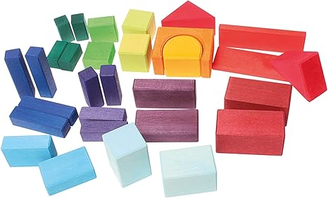 Amazon.com: Grimm's Colored Rainbow Geo-Blocks - Classic Wooden ...