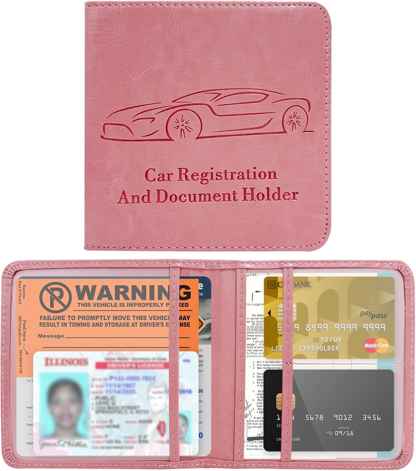 Amazon.com: Ohleats Car Registration Insurance Holder, Leather Glove ...