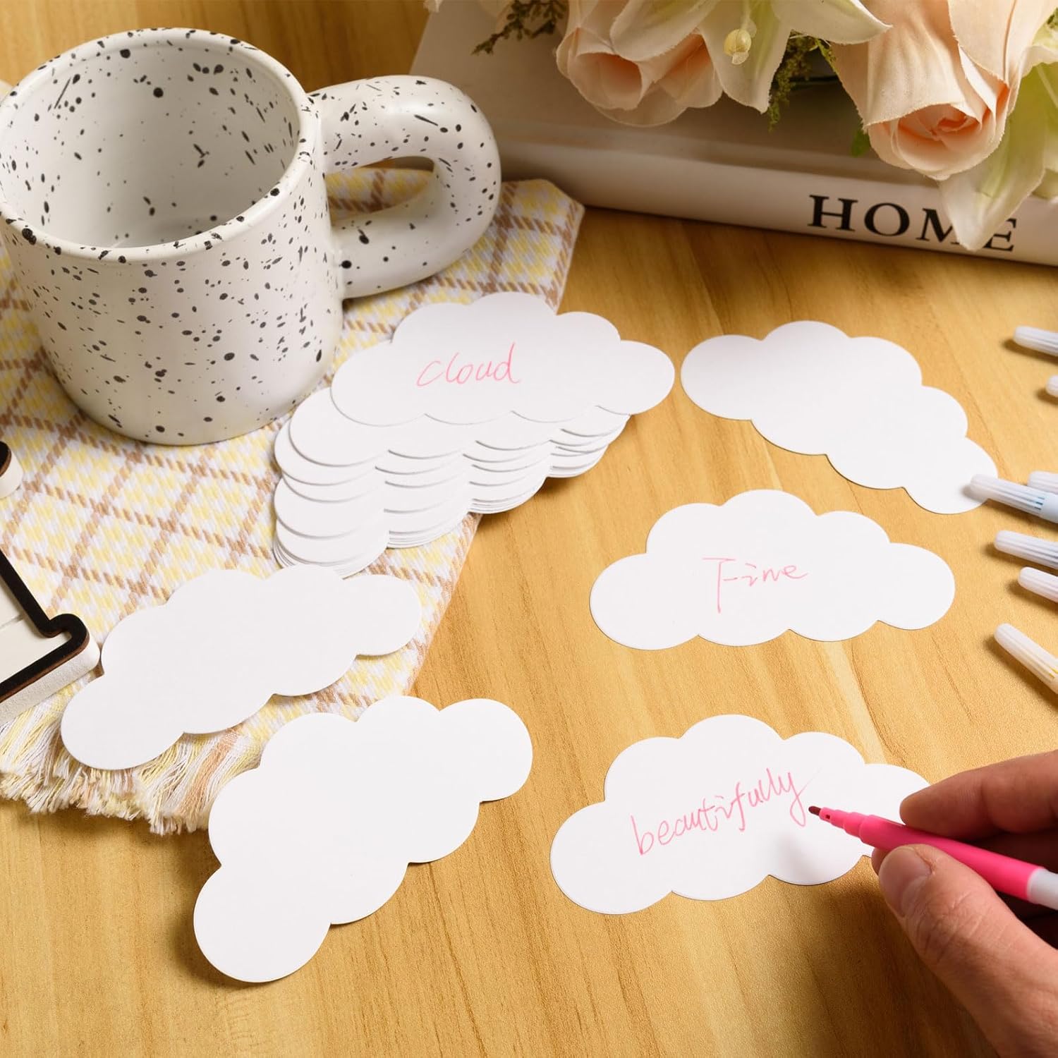 MixTeach 200 Pcs White Cloud Cutouts 4 Inch Paper Cloud Shapes Die Cut ...