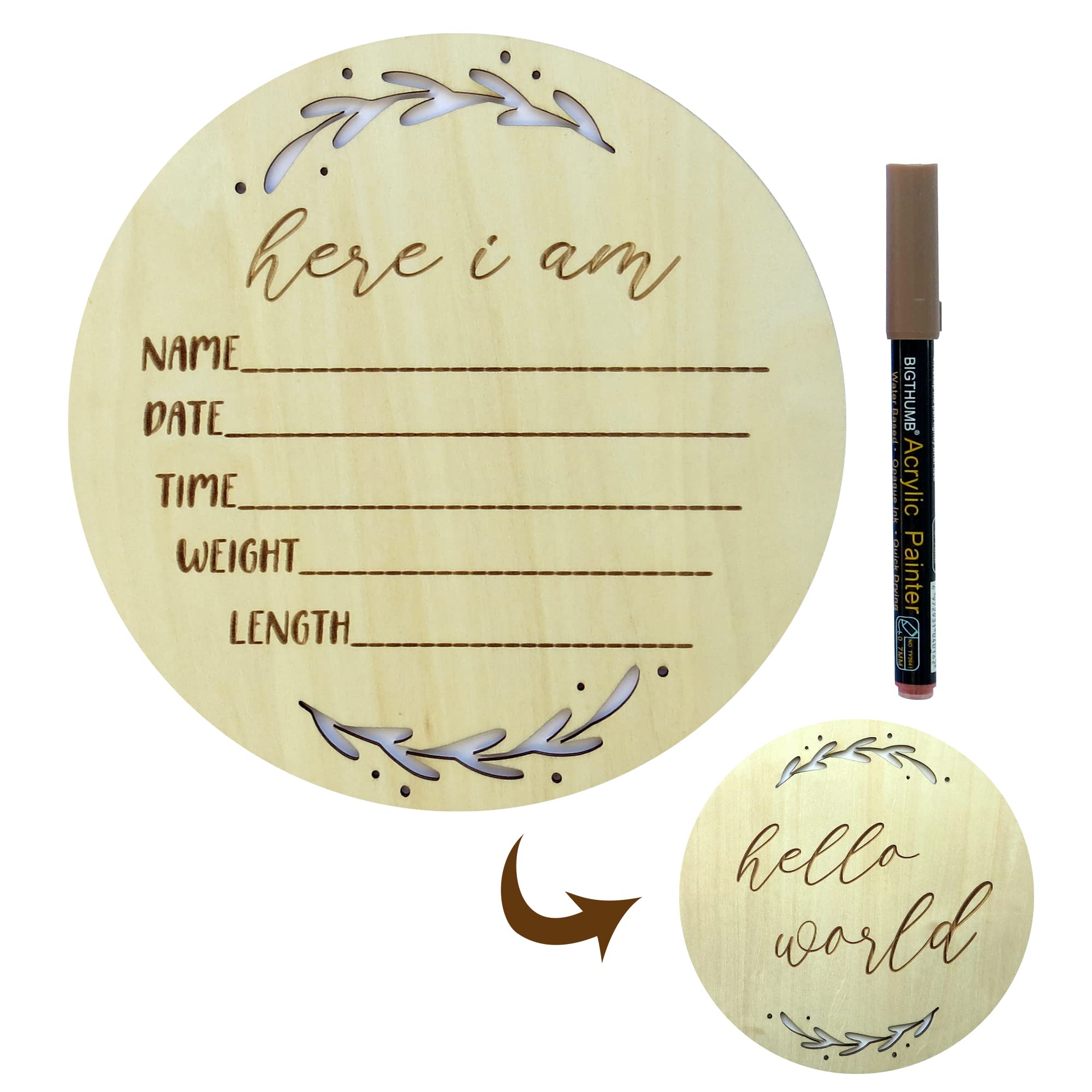 Buy 8-inch Large Baby Birth Announcement Sign for Hospital, 2 Sides ...