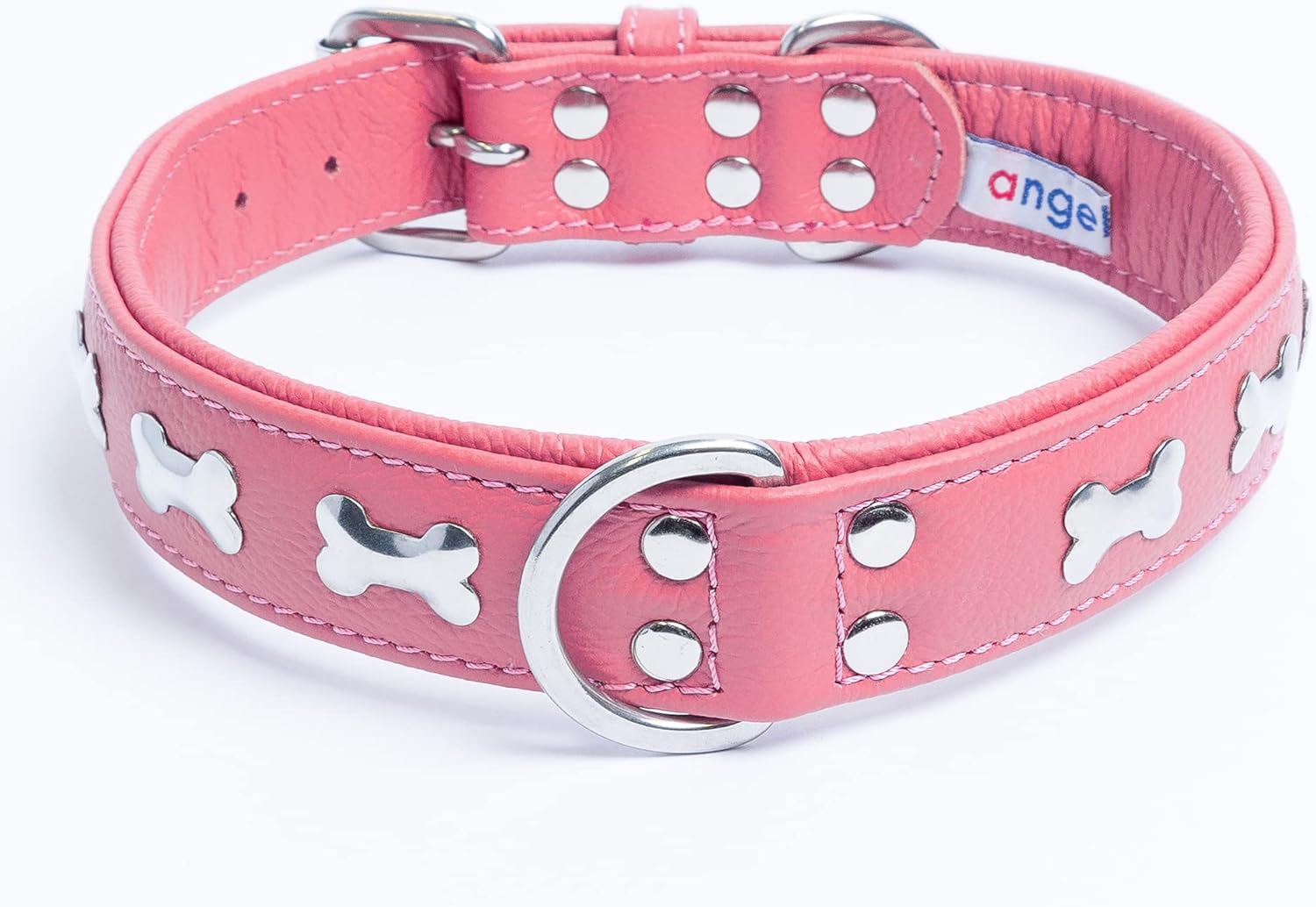 Amazon.com : Angel Pet Supplies Genuine Leather Bones Studded Dog ...
